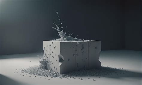 3 D Illustration Of A White Cube With Falling Down3 D Illustration Of A