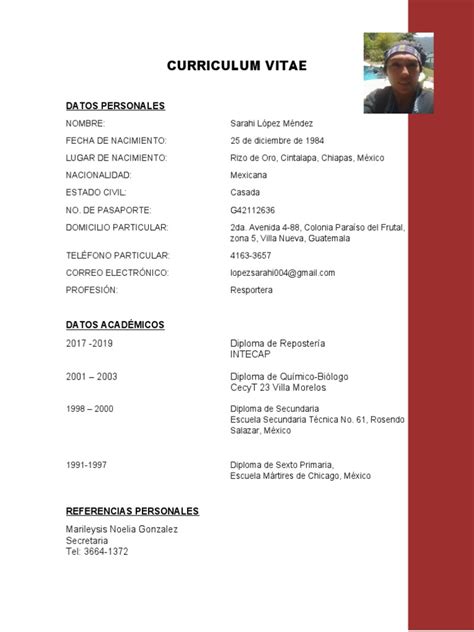 Curriculum Vitae Sara Pdf