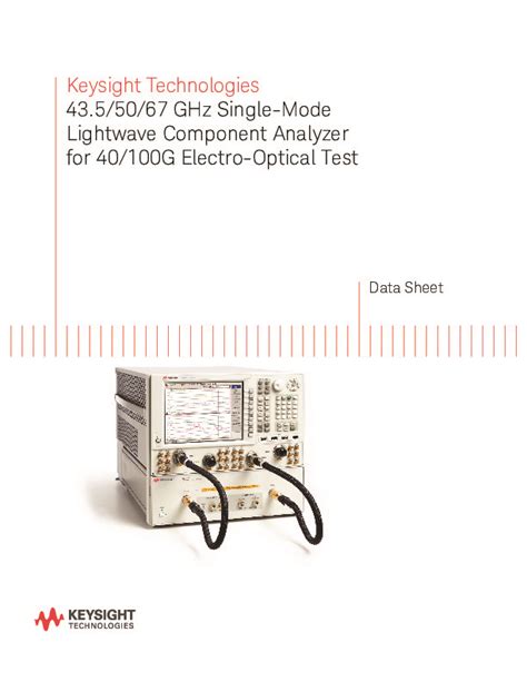 [データシート] Keysight Technologies 43 5 50 67 Ghz Single Mode Lightwave Component Analyzer Data