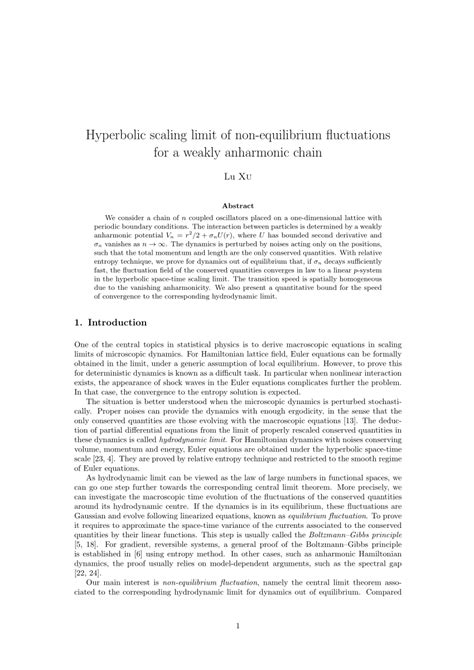 Pdf Hyperbolic Scaling Limit Of Non Equilibrium Fluctuations For A