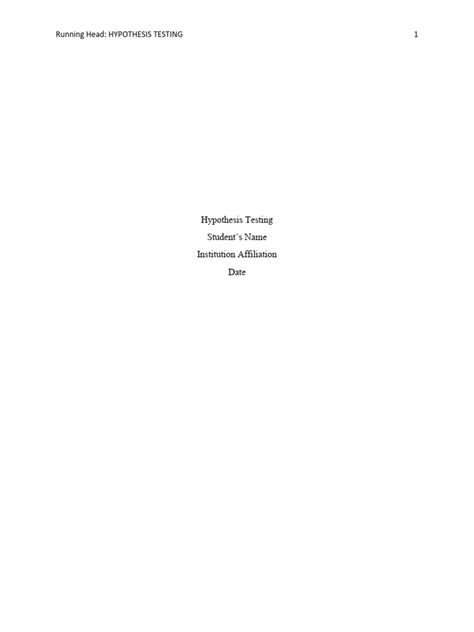 Hypothesis Test Pdf Statistical Significance Null Hypothesis