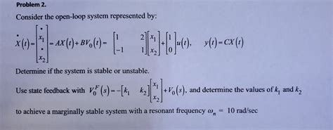 Solved Problem Consider The Open Loop System Represented Chegg