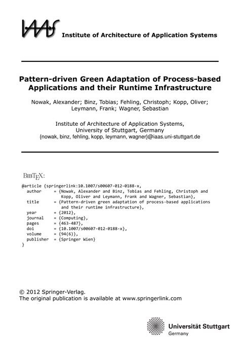 pdf pattern driven green adaptation of process based applications and