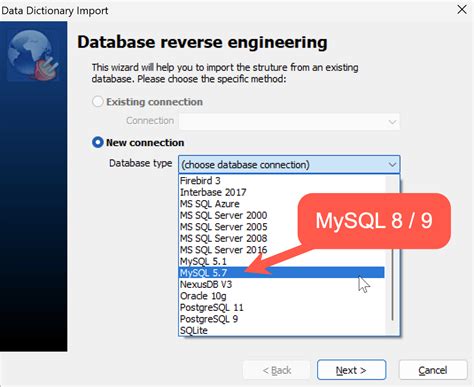 data modeler import structure from mysql 8 and mysql 9 tms data