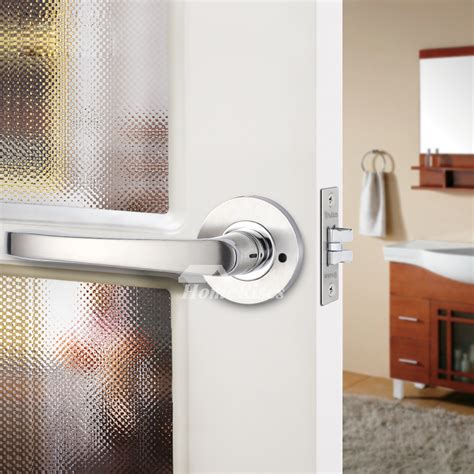 Bedroom Door Lock Handle Without Key Brushed Stainless Steel Silver