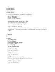 C Programming Age Calculation String Manipulation Comparison Course Hero