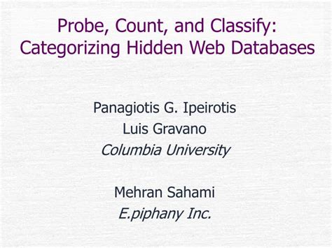 ppt probe count and classify categorizing hidden web databases