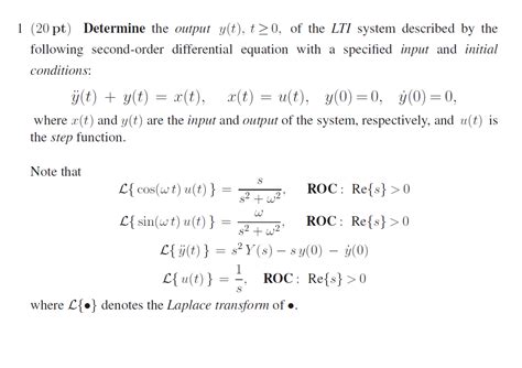 Solved Pt Determine The Output Y T T Of The LTI Chegg