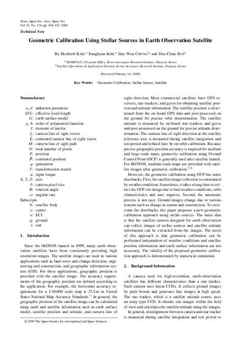 Pdf Geometric Calibration Using Stellar Sources In Earth Observation