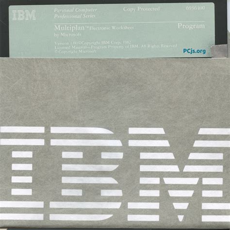 Microsoft Multiplan For DOS IBM OEM K IBM Microsoft Free Download