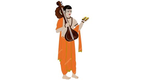 Premium Vector Gods Messenger Narad Muni Ji Bhakt Of Sri Narayana