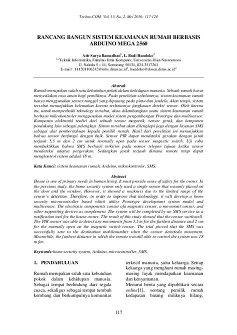 Pdf Rancang Bangun Sistem Keamanan Rumah Berbasis Arduino Mega 2560