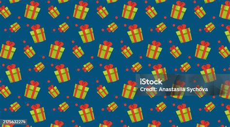 벡터 완벽 한 패턴 와 크리스마스 녹색 선물 상자 와 빨간 활 백색 고립된 배경 메리 크리스마스와 새해 복 많이 받으세요 장식 패턴 12월에 대한 스톡 벡터 아트 및 기타