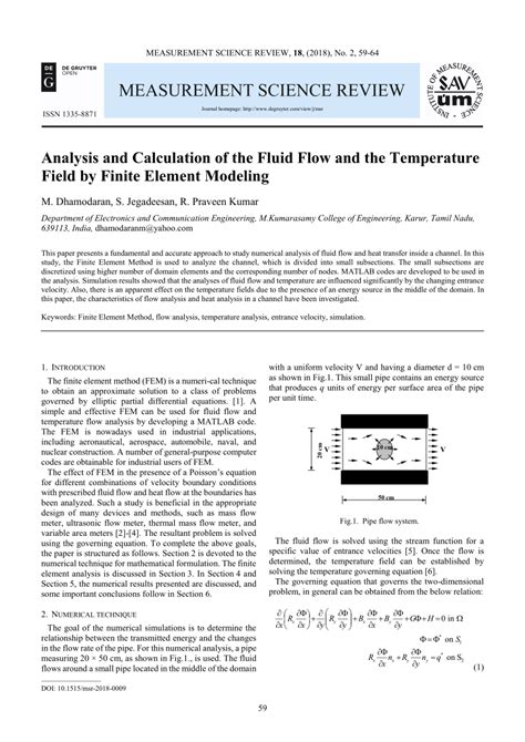 PDF Analysis And Calculation Of The Fluid Flow And The Temperature Field By Finite Element