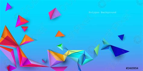 Vector Abstract 3d Geometric Polygon Polygonal Triangle Pattern Shape Multicolored Stock