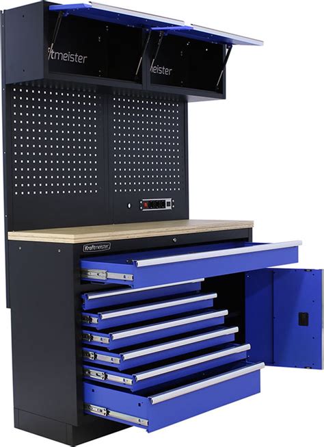 Kraftmeister Werkplaatsinrichting Werkbank Met Wandkasten En Multiplex Werkblad Bol Com
