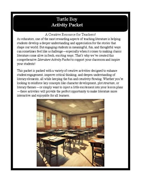 Turtle Boy﻿ Educational Resource Activity Packet By Stanley Bonham