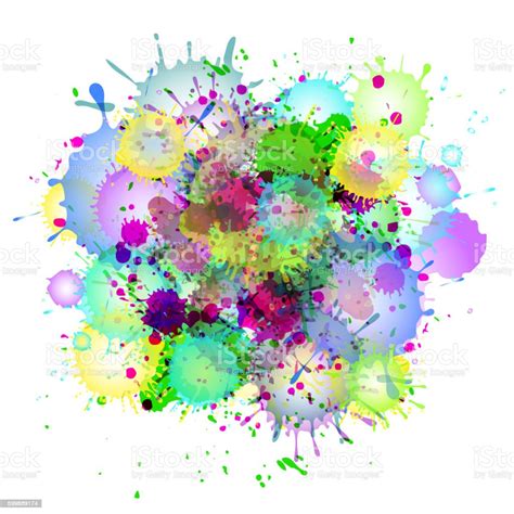 여러 가지 색의 수채화 페인트 는 벡터 추상 적 배경을 튀기다 0명에 대한 스톡 벡터 아트 및 기타 이미지 0명 개념 개념과 주제 Istock