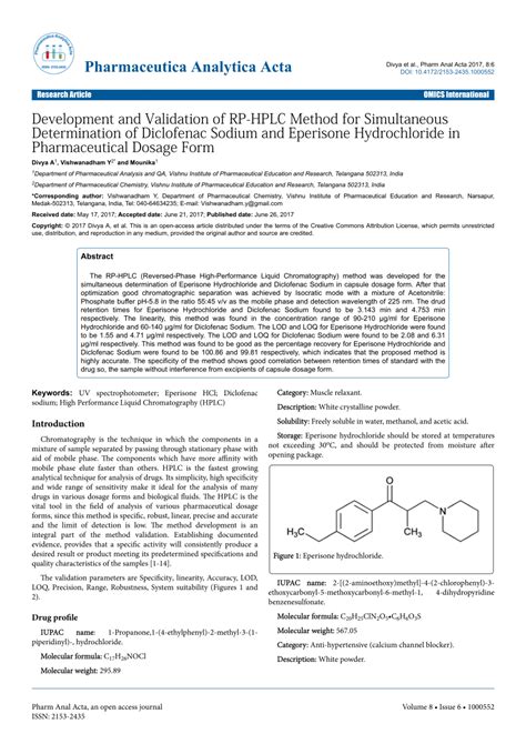 pdf development and validation of rp hplc method for simultaneous
