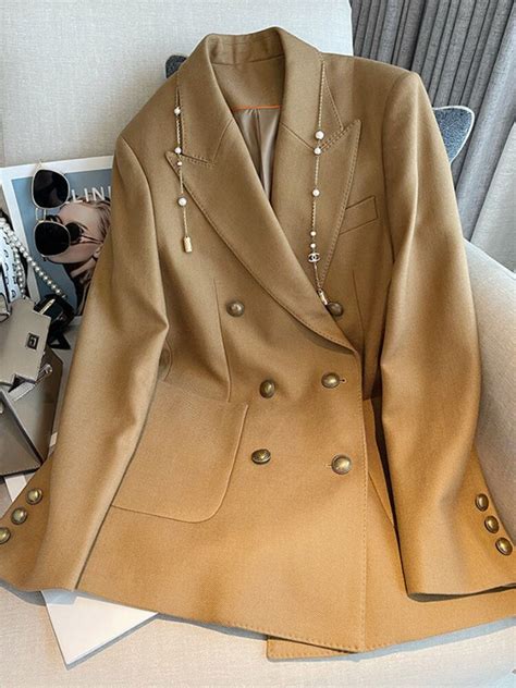 여성용 우아한 빈티지 재킷 한국 패션 코트 더블 브레스트 블레이저 여성 외투 여성 의류 Aliexpress