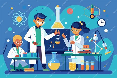 Premium Vector Lab Section With Students Experimenting On Subatomic