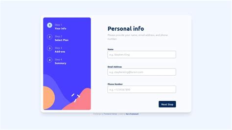 Frontend Mentor Multi Step Form Using Html Css And Vanilla Js Coding