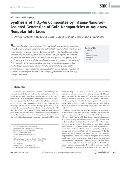 Pdf Synthesis Of Tio2 Au Composites By Titania Nanorod Assisted Generation Of Gold