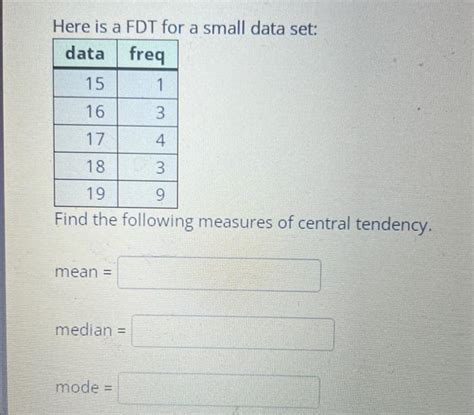 Solved Here Is A Fdt For A Small Data Set Find The