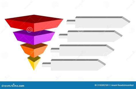 Inverted Pyramid Shape Four Layers For Presenting Business Ideas Or