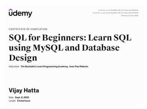 Udemy Udemycourse Sql Mysql Vijay Hatta