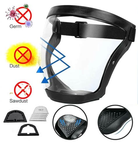 마스크 풀페이스 실드 투명 Pm 25 필터 방풍 방진 클리어 주방 연기 오일 사이클링 안경 티몬