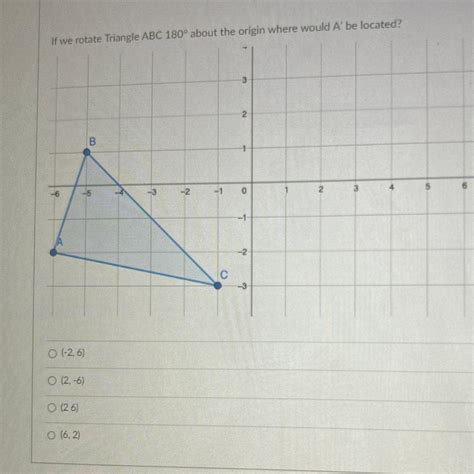 If We Rotate Triangle Abc 180° About The Origin Where Would A Be