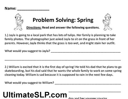 Spring Problem Solving Worksheet Ultimate SLP