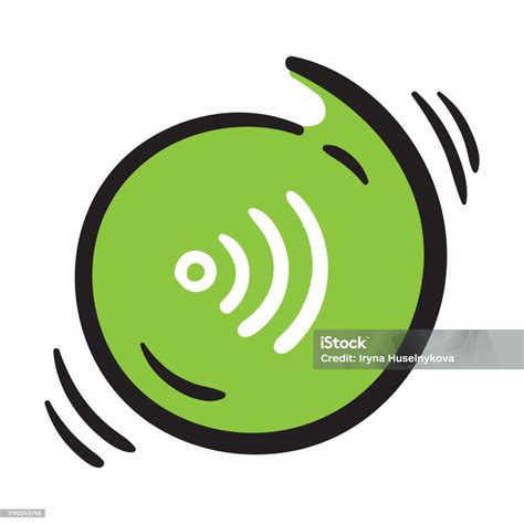 흰색 기호가 있는 둥근 녹색 버튼입니다 흰색 배경에 간단한 벡터 요소입니다 손으로 그린 Wifi 웹 사이트 디자인을위한 연결