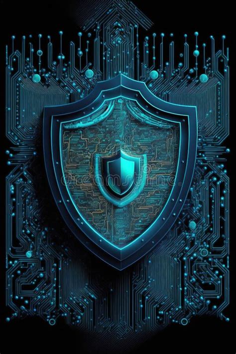 Composition Of Shields Over Network Of Connections Created Using Generative Ai Technology Stock