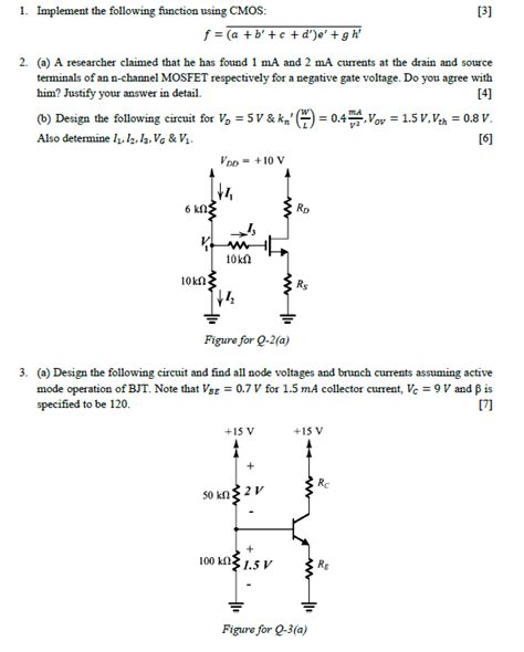 solved 1 implement the following function using cmos [3] f