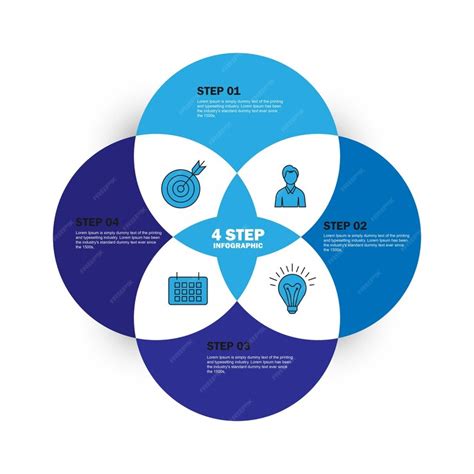 Premium Vector Blue Circle Infographic Diagram 4 Options
