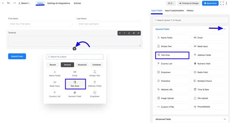 Adding A Text Area Input Field Fluent Forms