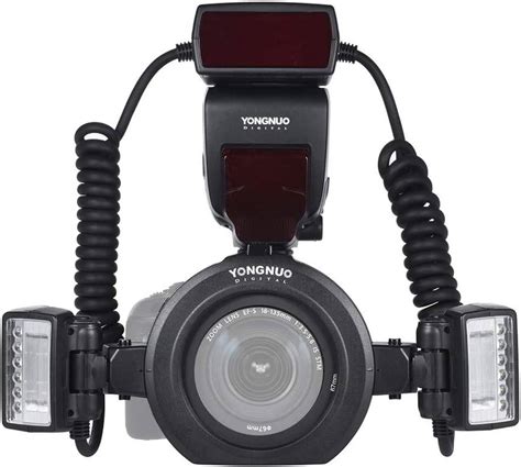 Yongnuo Professional Yn24ex E Ttl Macro Flash Speedlite 5600k مع قطعتين من رؤوس الفلاش و4 قطع