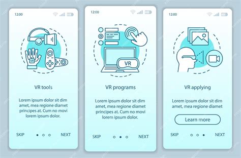 Premium Vector Virtual Reality Software Onboarding Mobile App Page Screen With Linear Concepts