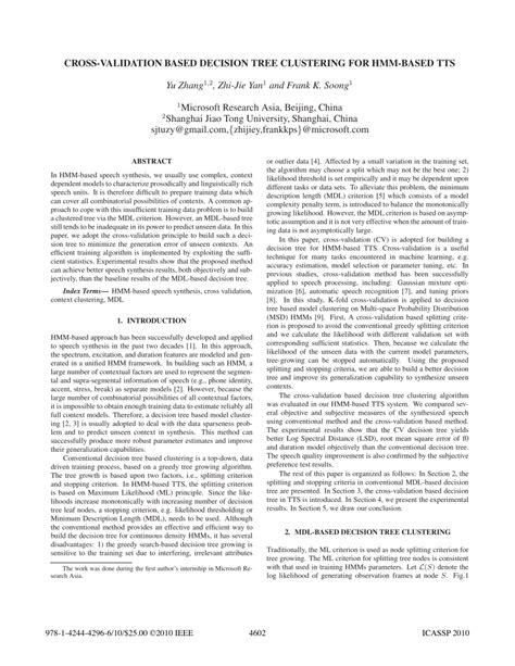 Pdf Cross Validation Based Decision Tree Clustering For Hmm Based Tts