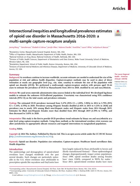 Pdf Intersectional Inequities And Longitudinal Prevalence Estimates Of Opioid Use Disorder In
