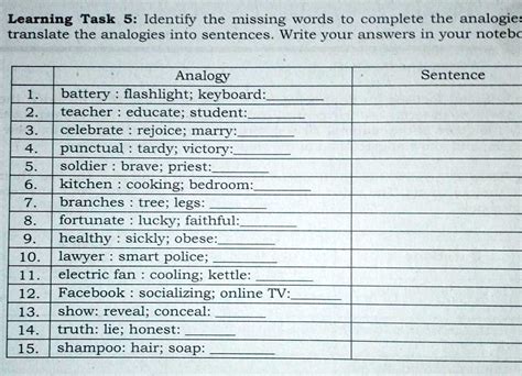 SOLVED Please Help Me Any Number Will Do Thank You Learning Task 5 Identify The Missing