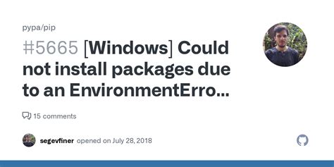 Windows Could Not Install Packages Due To An Environmenterror Errno