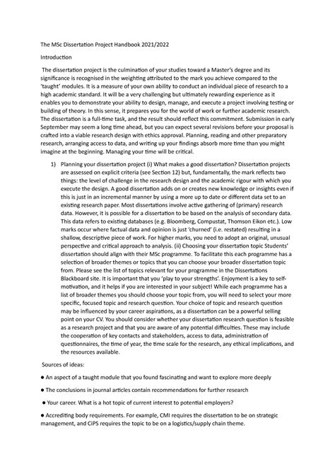The Msc Dissertation Project Handbook 2021 It Is A Measure Of Your Own Ability To Conduct An The Msc Dissertation Project Handbook 2021 It Is A Measure Of Your Own Ability To Conduct An