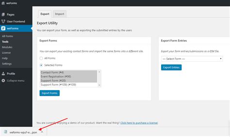 How To Export Forms To CSV File WeForms Pro