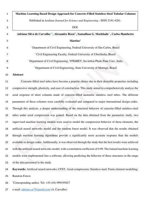 pdf machine learning based design approach for concrete filled
