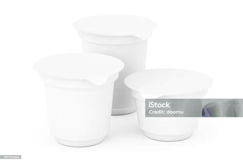 요구르트 아이스크림 또는 디저트에 대 한 빈 흰색 포장 용기 3 차원 렌더링 0명에 대한 스톡 사진 및 기타 이미지 0명 야쿠르트 포장 Istock