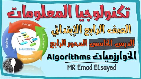 تكنولوجيا المعلومات الصف الرابع الترم الثاني الدرس الخامس المحور الرابع الخوارزميات Algorithms