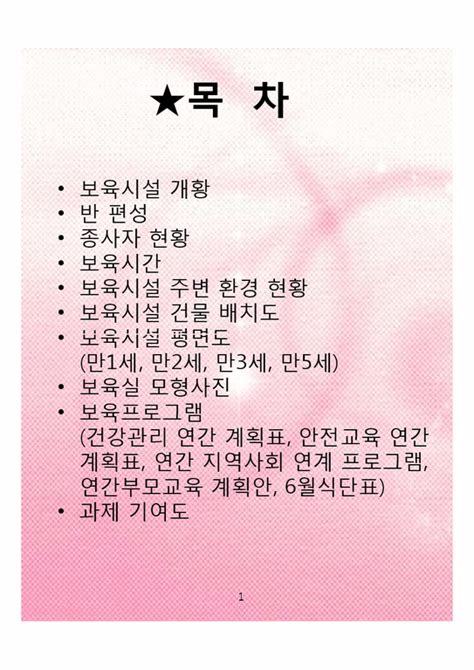 어린이집 설립계획서건강관리 안전교육 부모교육 연간계획표 연간지역사회연계프로그램 계획안 사회과학